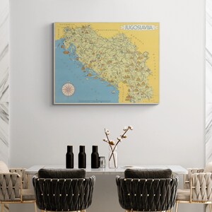 Vintage Map Jugoslavija 1954 Old European Map Antique Illustrated ...