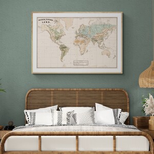 Retro World Map Physical Features OF the Land 1862 Old Map - Etsy Australia
