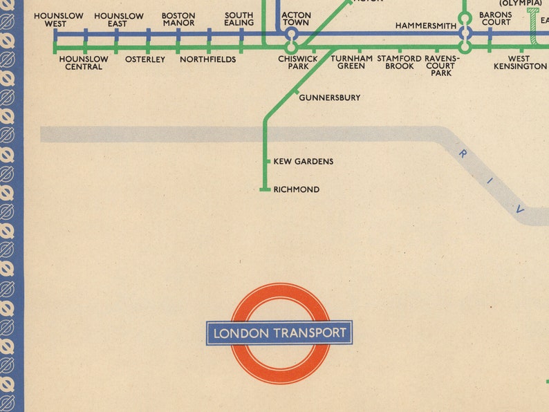 Vintage London Underground Map 1947 Central Line More Stations Now Open ...