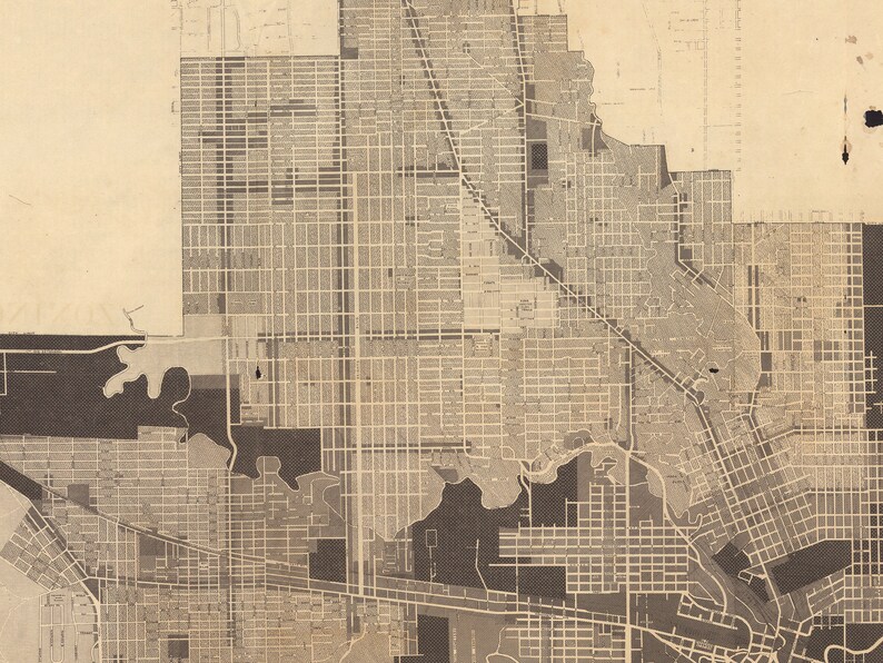 Vintage Framed Zoning District Map Houston 1947 Texas Planning History ...