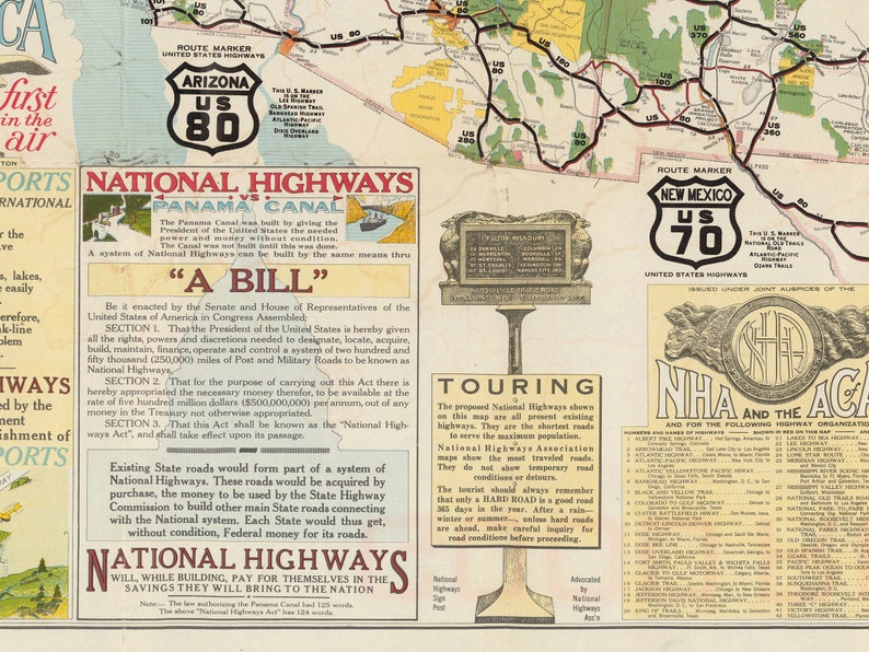 Old Map of USA Highways 1926 Good Roads Everywhere Road Atlas Touring ...