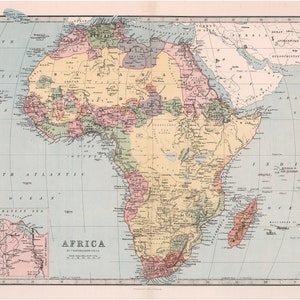 1871 Vintage Africa Map Print: Old World Atlas Poster - Etsy