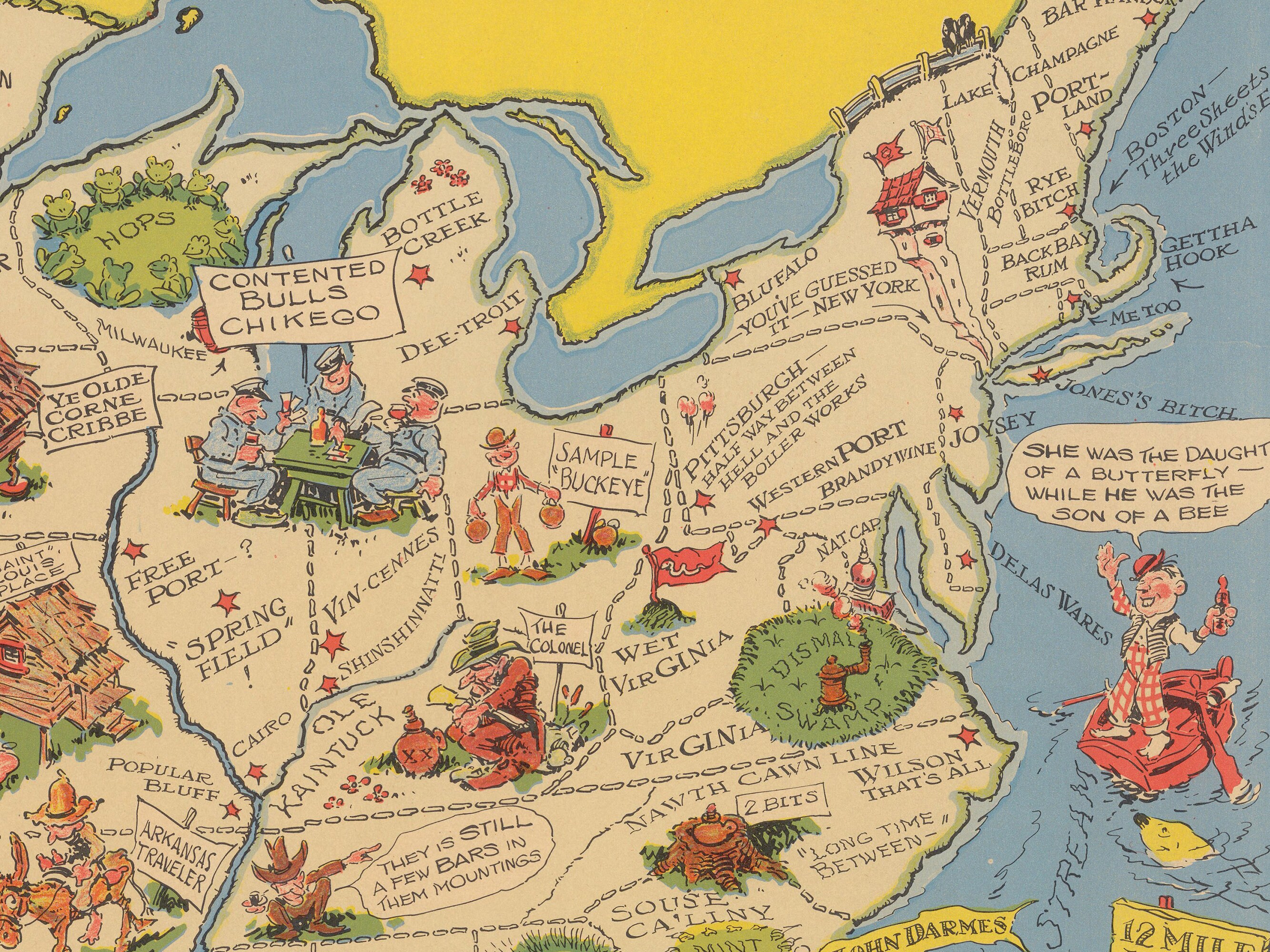 Vintage Bootleggers Map of the United States by Bill Wiffletree ...