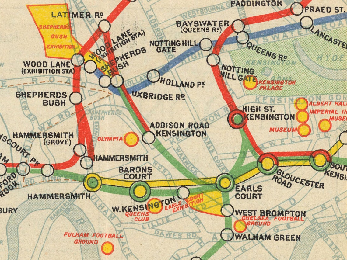 Tube Map London Underground Railways 1912 Old Tube Map Antique - Etsy