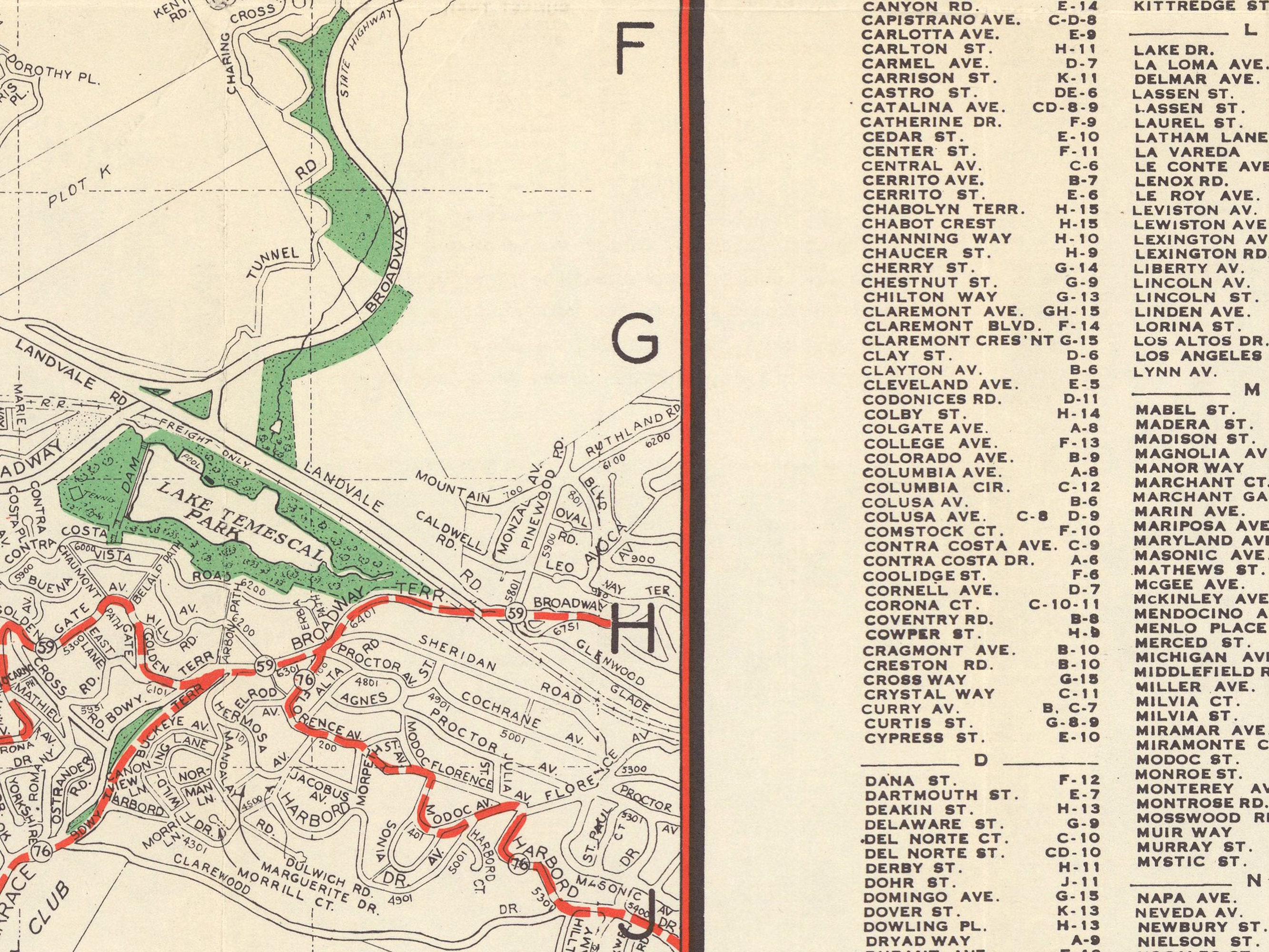 Old Framed Map of Berkeley California 1954 Street Map Vintage Antique ...
