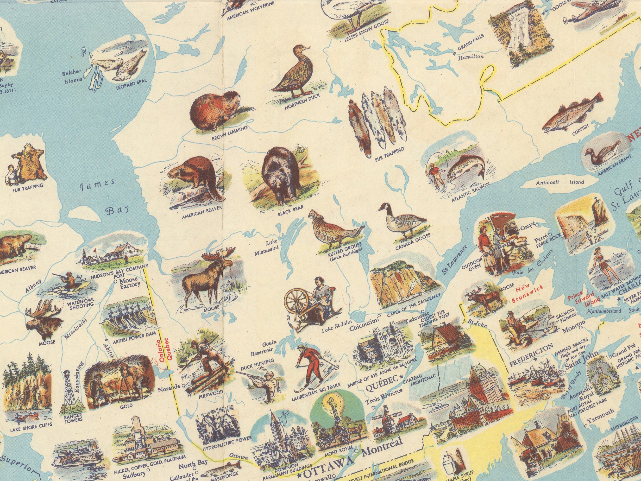 Retro Pictorial Map of the Dominion of Canada 1946 Old - Etsy