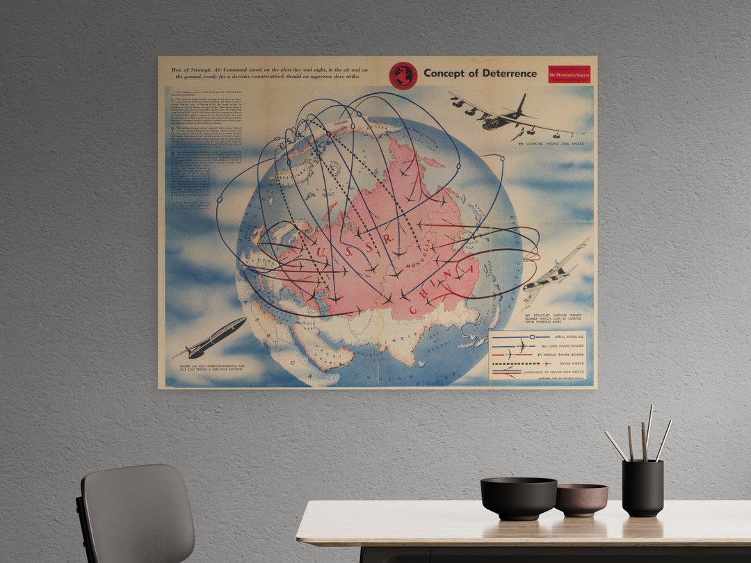 Cold War Map: 1961 Concept of Deterrence - Retro Wall Art - Etsy