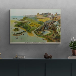 Retro Classroom Map 1893 Geographical Definitions Illustrated School ...