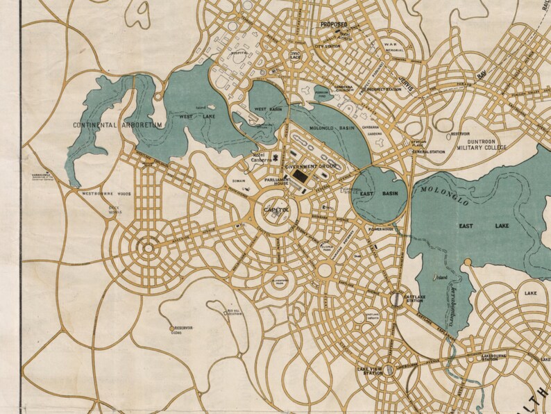 Canberra Australia Vintage Map Print: 1926 Estate Plan Wall Art - Etsy