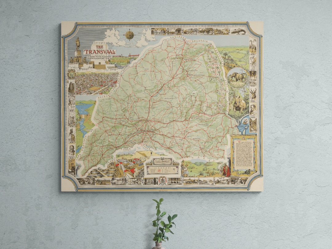 Map the Transvaal South Africa 1935 Guide to Pleasure Resorts Historic ...