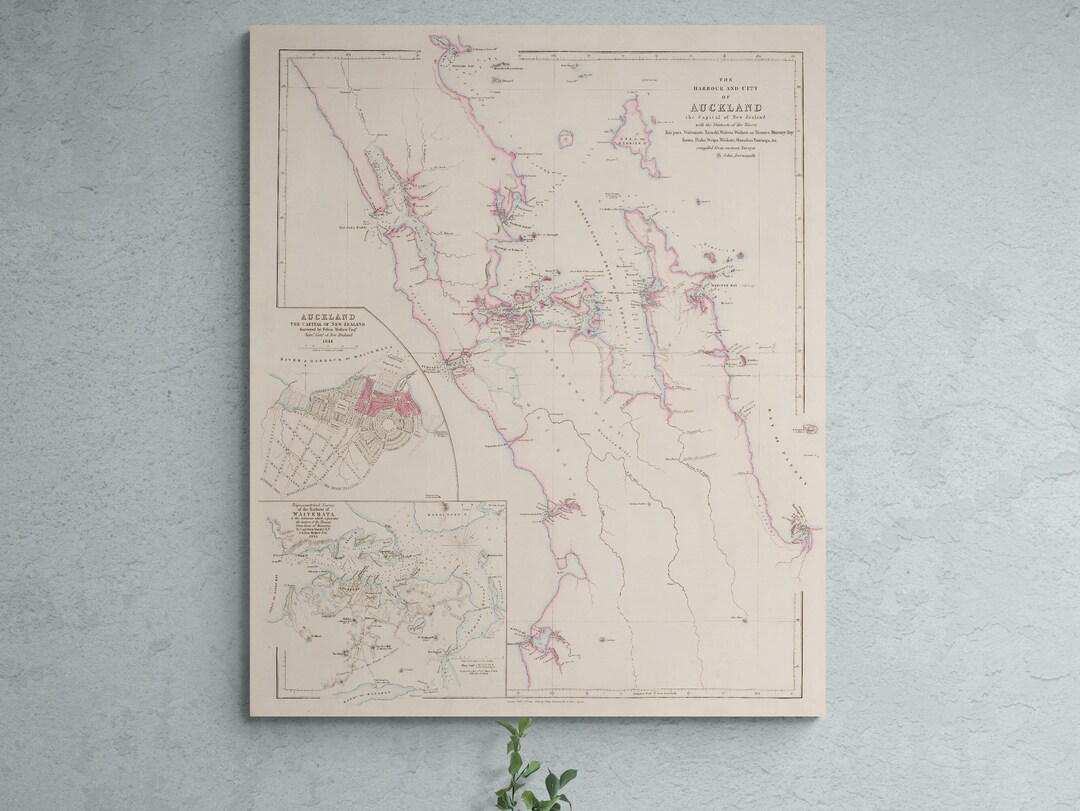 Vintage Auckland Map Poster: 1841 Antique New Zealand Atlas Print - Etsy