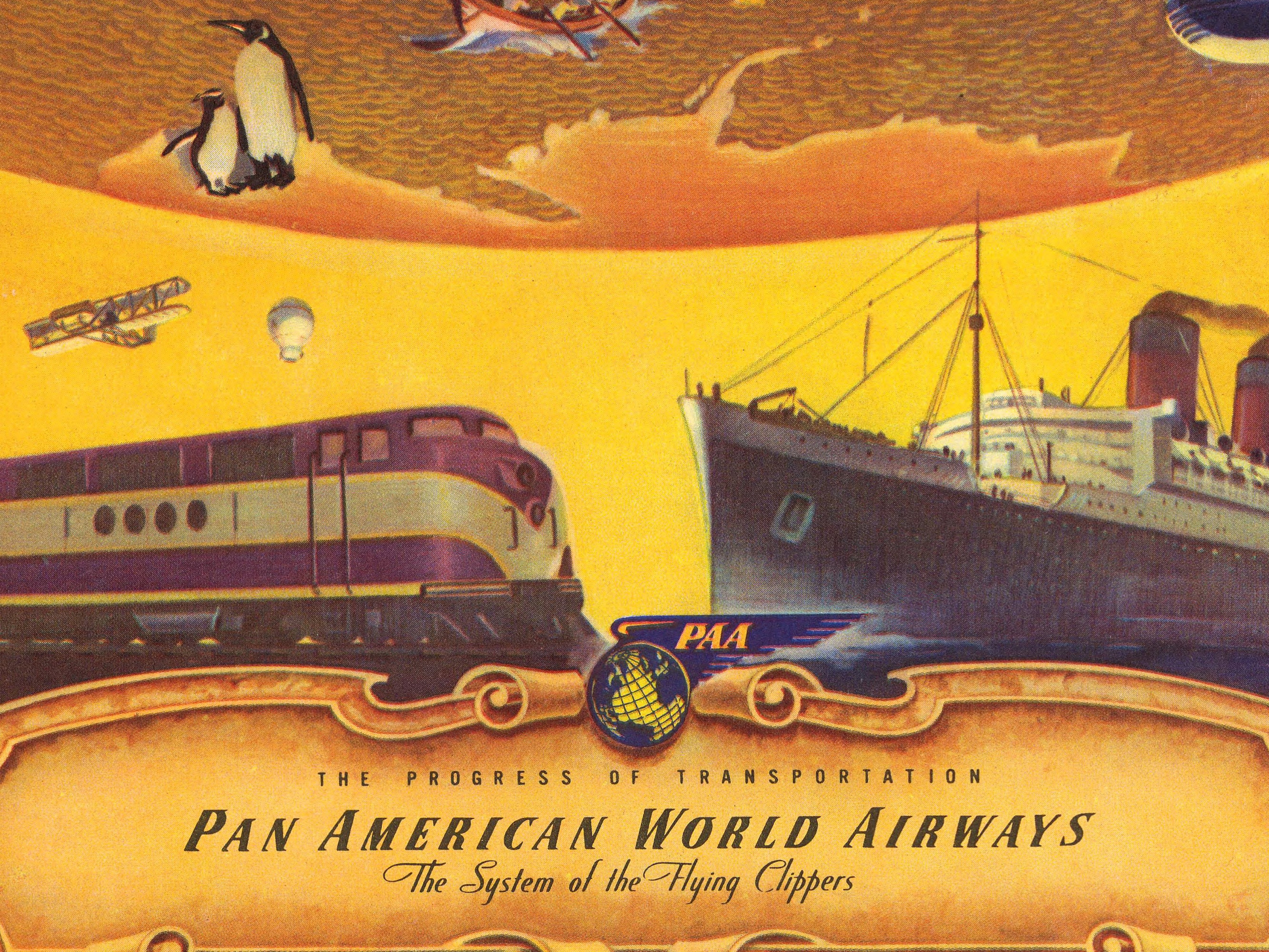 Pan American World Airways Vintage Map 1946 Flying Clippers Pictorial ...