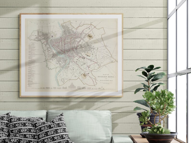 Plan of Modern Rome Vintage Map 1830 Figure Ground Italian Streets Old ...