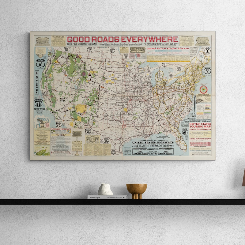 Vintage Road Maps - Etsy