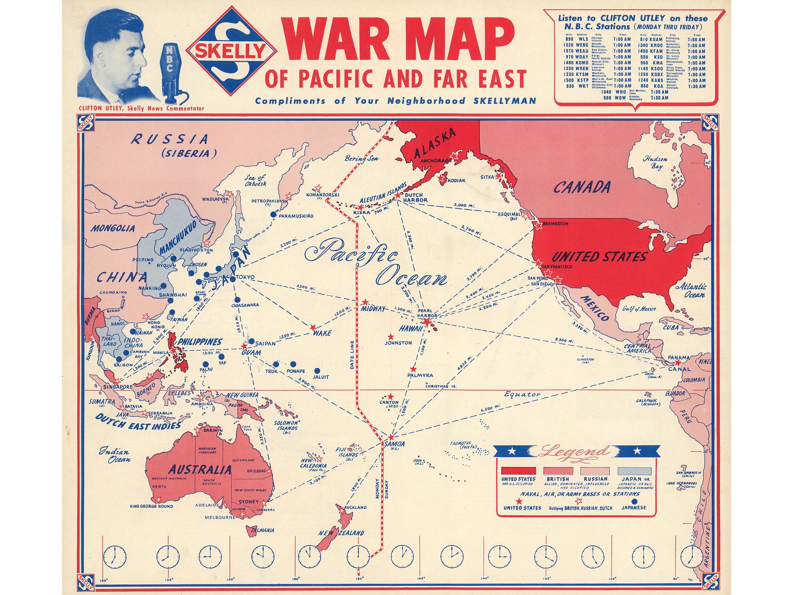 Vintage War Map of the Pacific and Far East 1944 Skellyman Illustrated ...