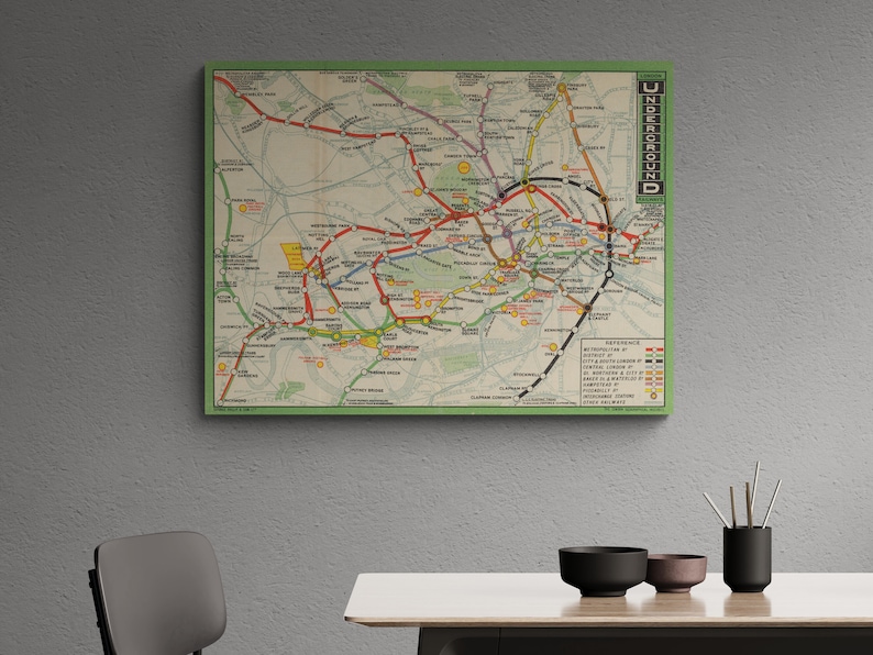 Tube Map London Underground Railways 1912 Old Tube Map Antique Print ...