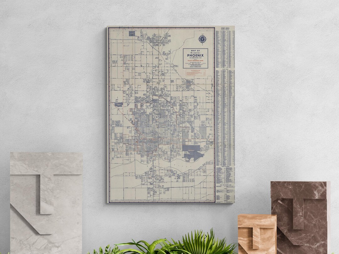 Vintage 1947 Phoenix Map: Antique Arizona Street Directory Art - Etsy
