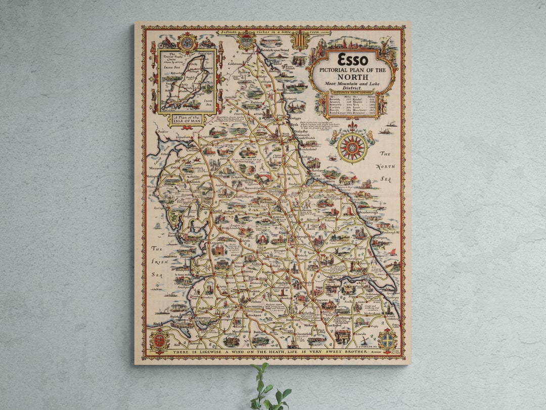 Vintage Lake District Map Print: 1933 Esso Pictorial Poster - Etsy