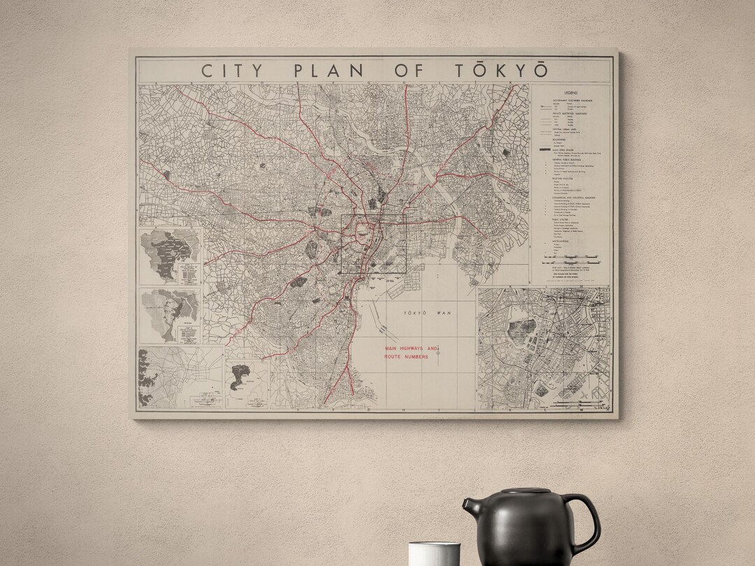 Vintage Tokyo Map Print, 1945 WWII City Plan - Etsy