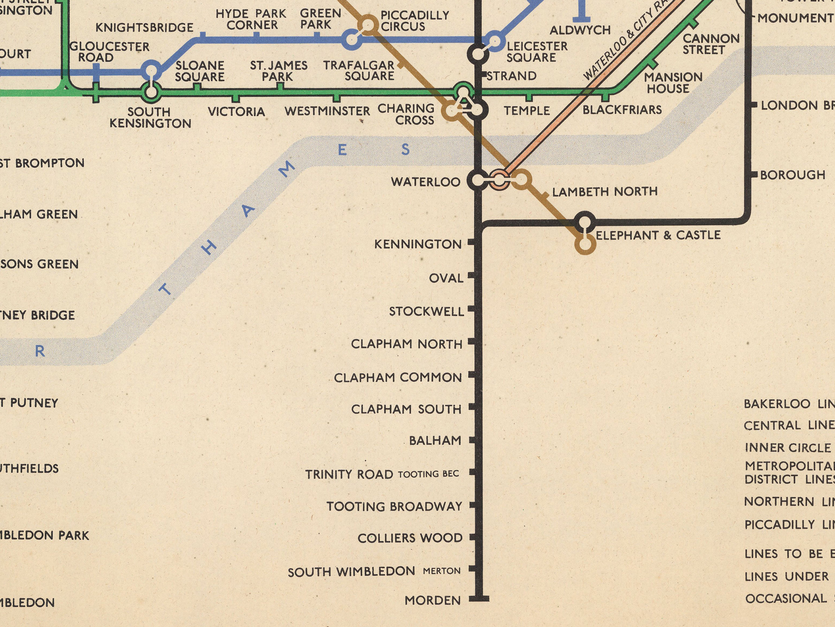 Vintage London Underground Map 1947 Central Line More Stations Now Open ...