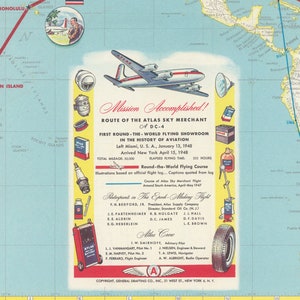 Vintage Aviation Map Poster: Atlas Sky Merchant Route, 1948 - Etsy