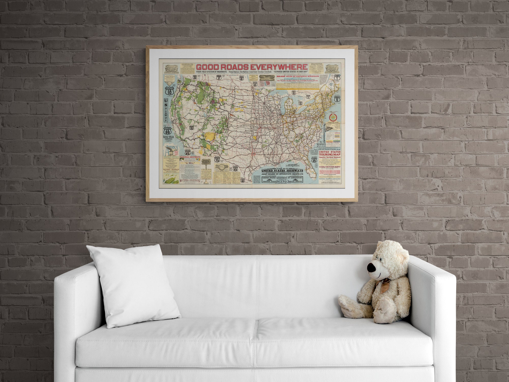 Old Map of USA Highways 1926 Good Roads Everywhere Road Atlas Touring ...