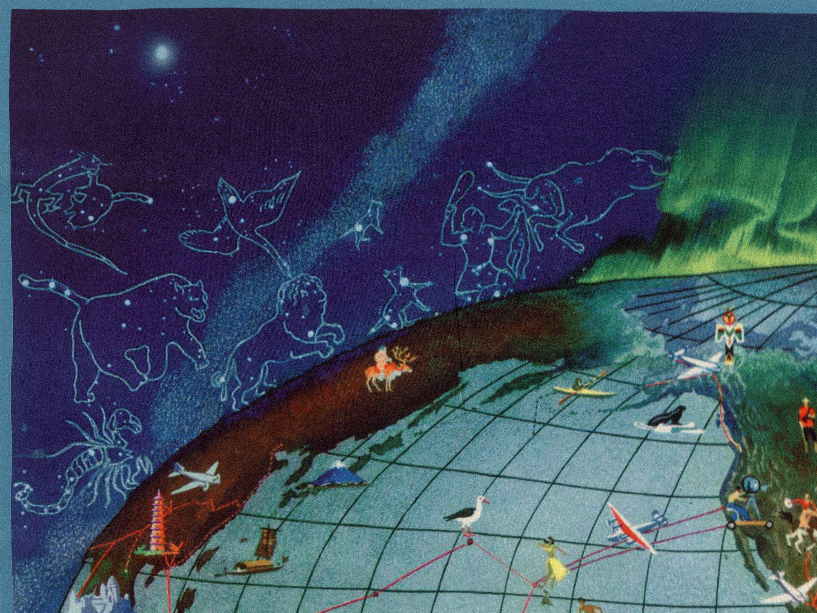 Vintage Map Routes of the Flying Clipper Ships 1941 Pan American World ...