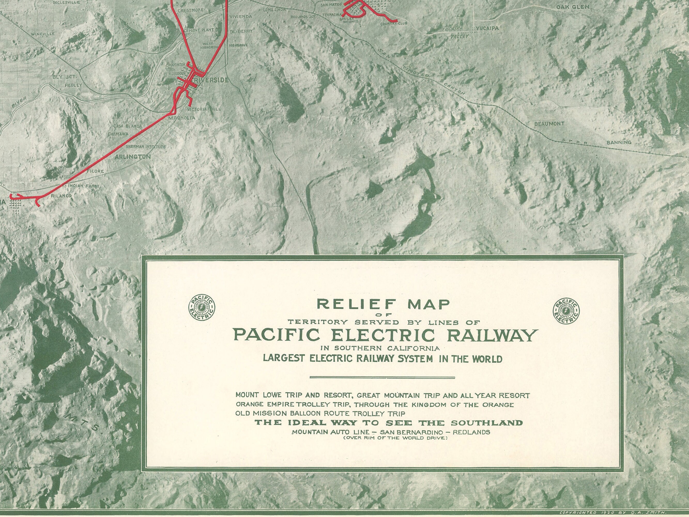 Vintage 1920 Los Angeles Railway Map Poster: Southern California ...