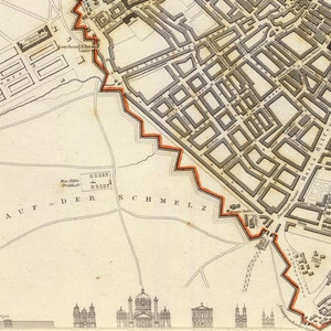 Old Map Vienna Map 1833 Austria History Figure Ground Streets Wien Map ...