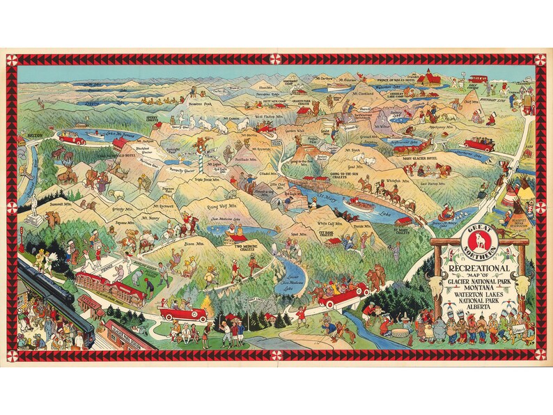 Great Northern Recreational Map of Glacier National Park Montana ...