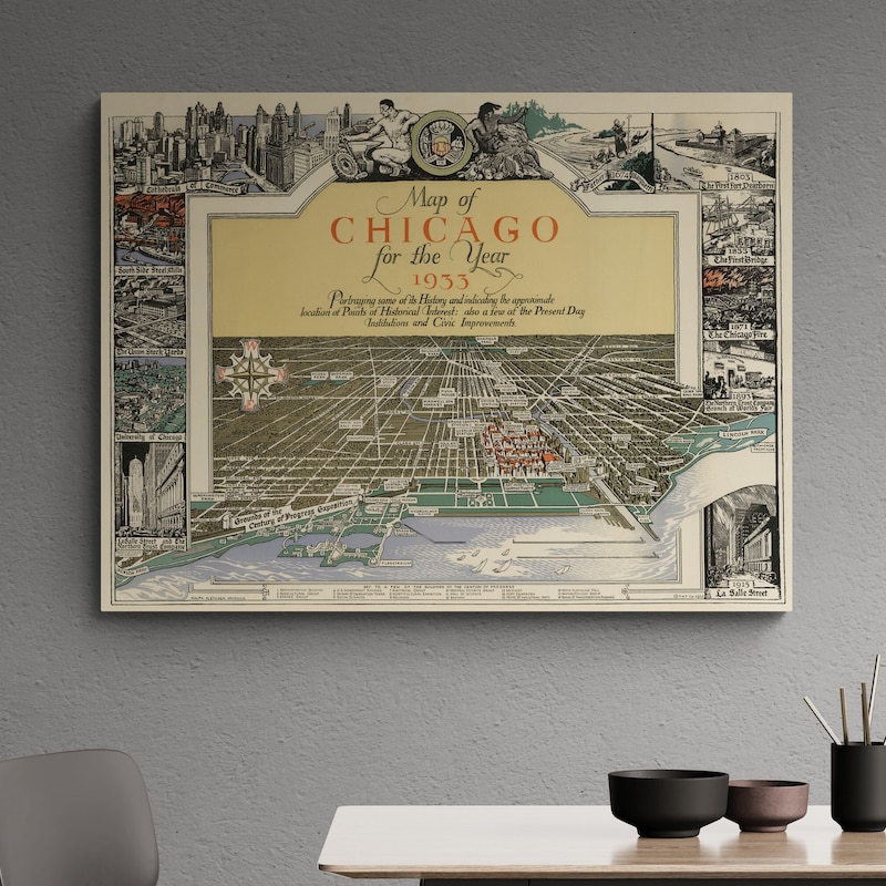 Chicago Vintage Map - Etsy