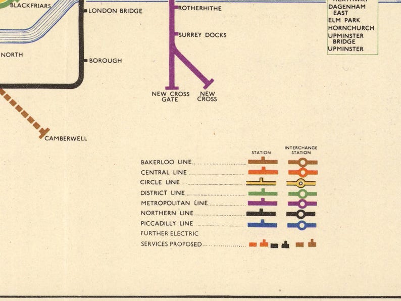 Retro London Tube Map 1950 Underground Pocket Map Old Subway Map ...