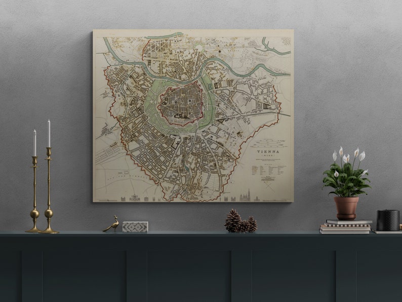 Old Map Vienna Map 1833 Austria History Figure Ground Streets Wien Map ...