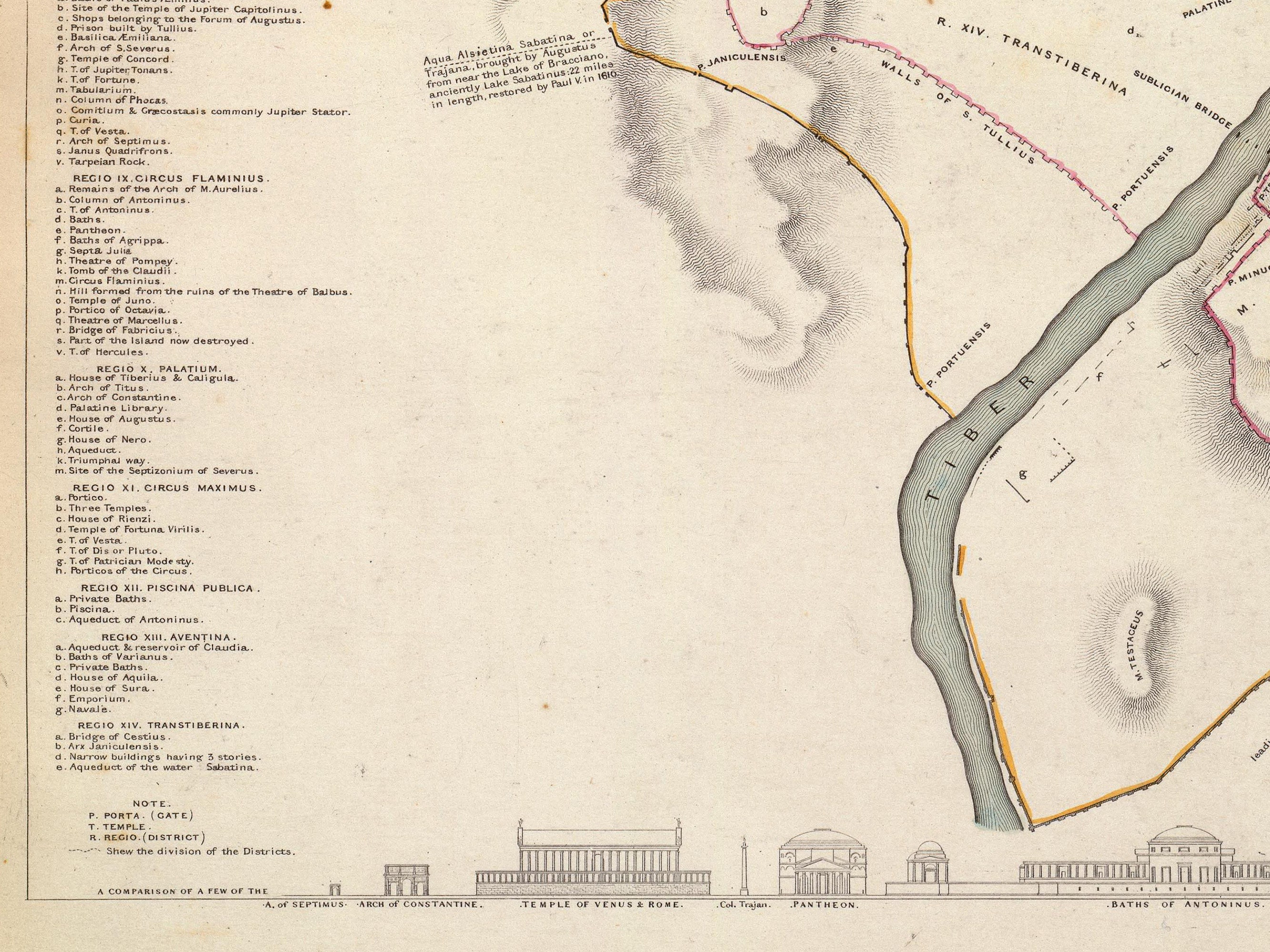 Plan of Ancient Rome Vintage Map Roman Empire Italian History Streets ...