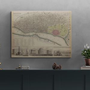 Vintage Map Calcutta Kolkata India 1842 History Fort William Street Map ...