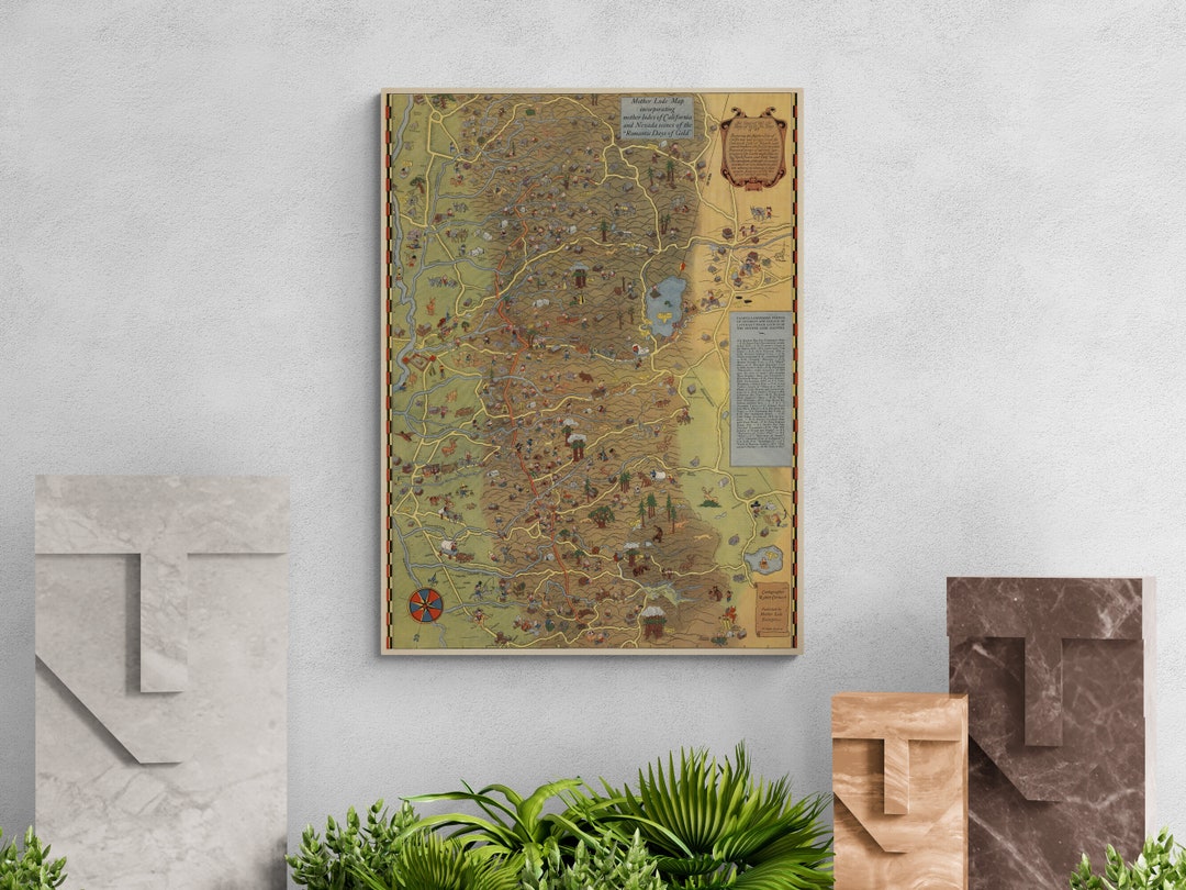 Vintage Gold Prospecting Map 1931 Mother Lode California Nevada Old USA ...