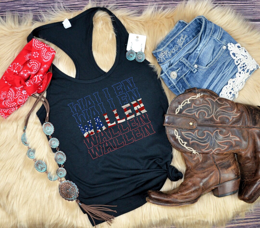Morgan Wallen Tank Top, American Flag, Women's Morgan Wallen Shirt ...