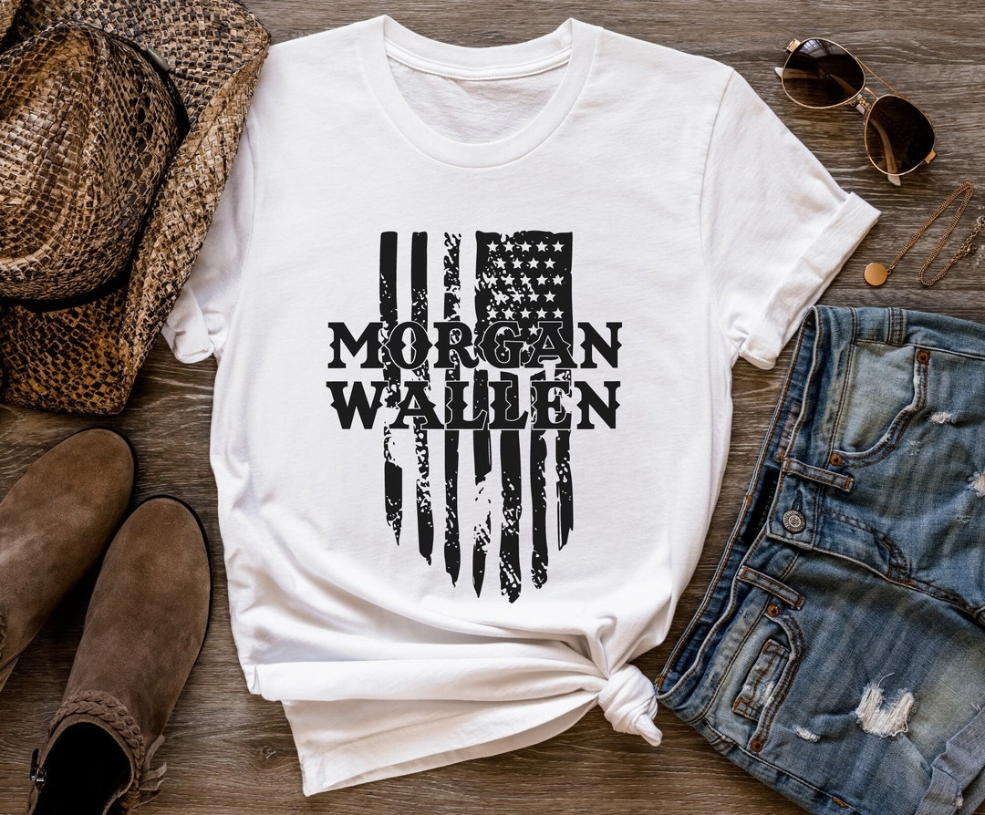 Morgan Wallen Concert Tee, Morgan Wallen and American Flag , Women's ...