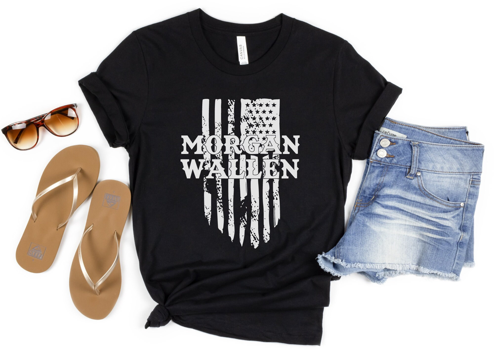 Morgan Wallen Concert Tee, Morgan Wallen and American Flag , Women's ...