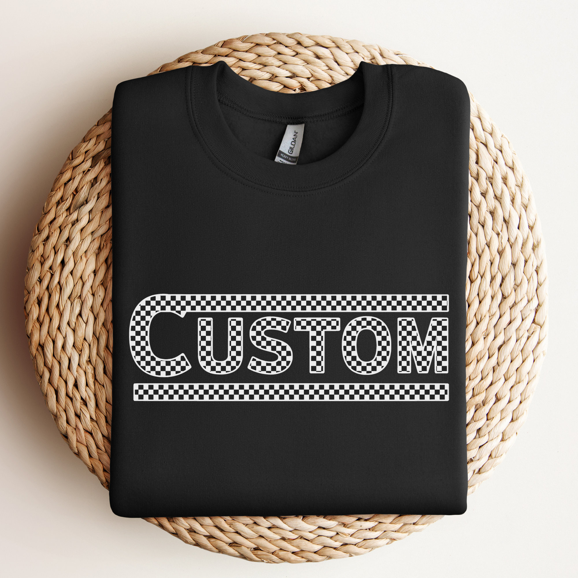Personalized Checkered Sweatshirt, Custom Crewneck Sweatshirt, Custom ...