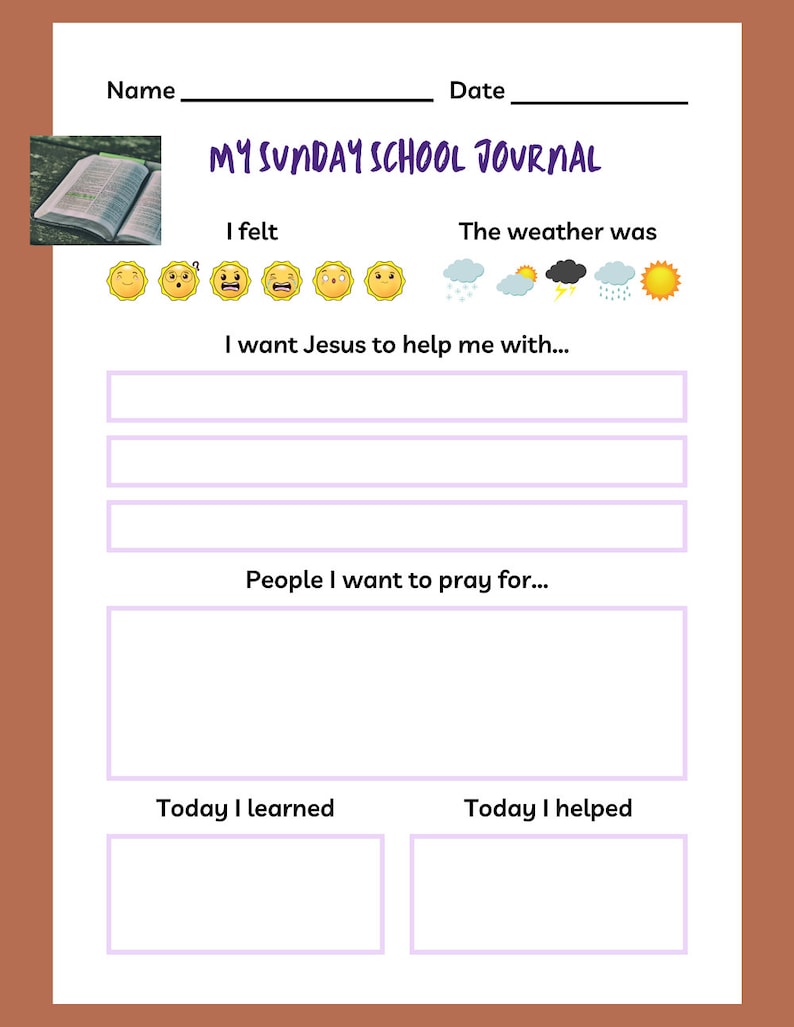 Sunday School Journal Digital Download - Etsy