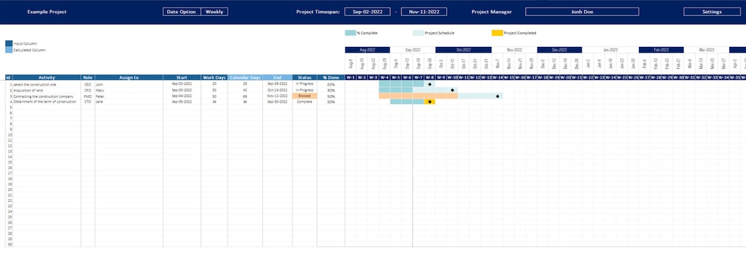 Simple Gantt Chart | Excel Template - Etsy