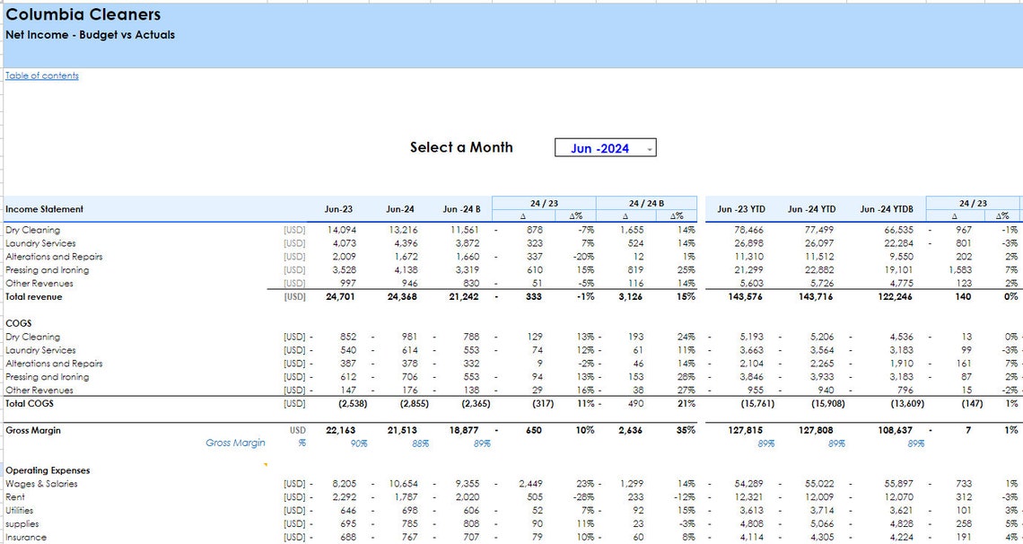 Products Dry Cleaning Financial Model and Budget Control Template ...