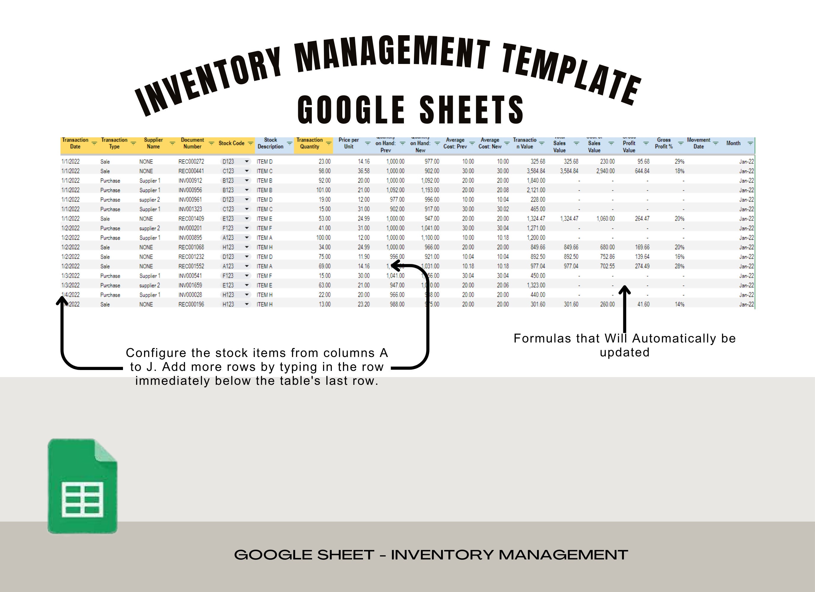 Inventory Management Template | Inventory Tracker | Inventory Profit ...