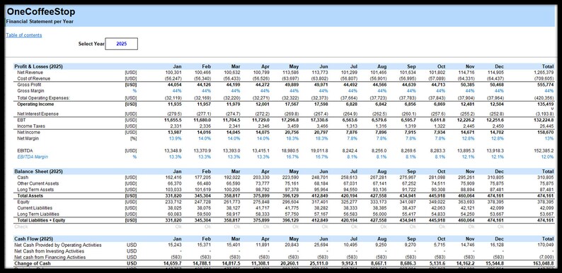 Coffee Shop Financial Plan and Budget Control - Excel File - Etsy