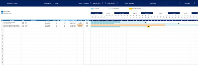 Simple Gantt Chart | Excel Template - Etsy