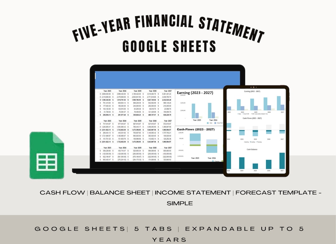 Five Year Financial Statement | Cash Flow | Balance Sheet | Income ...
