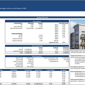 Real Estate Proforma - Value-add Apartment Acquisition Model - Excel ...