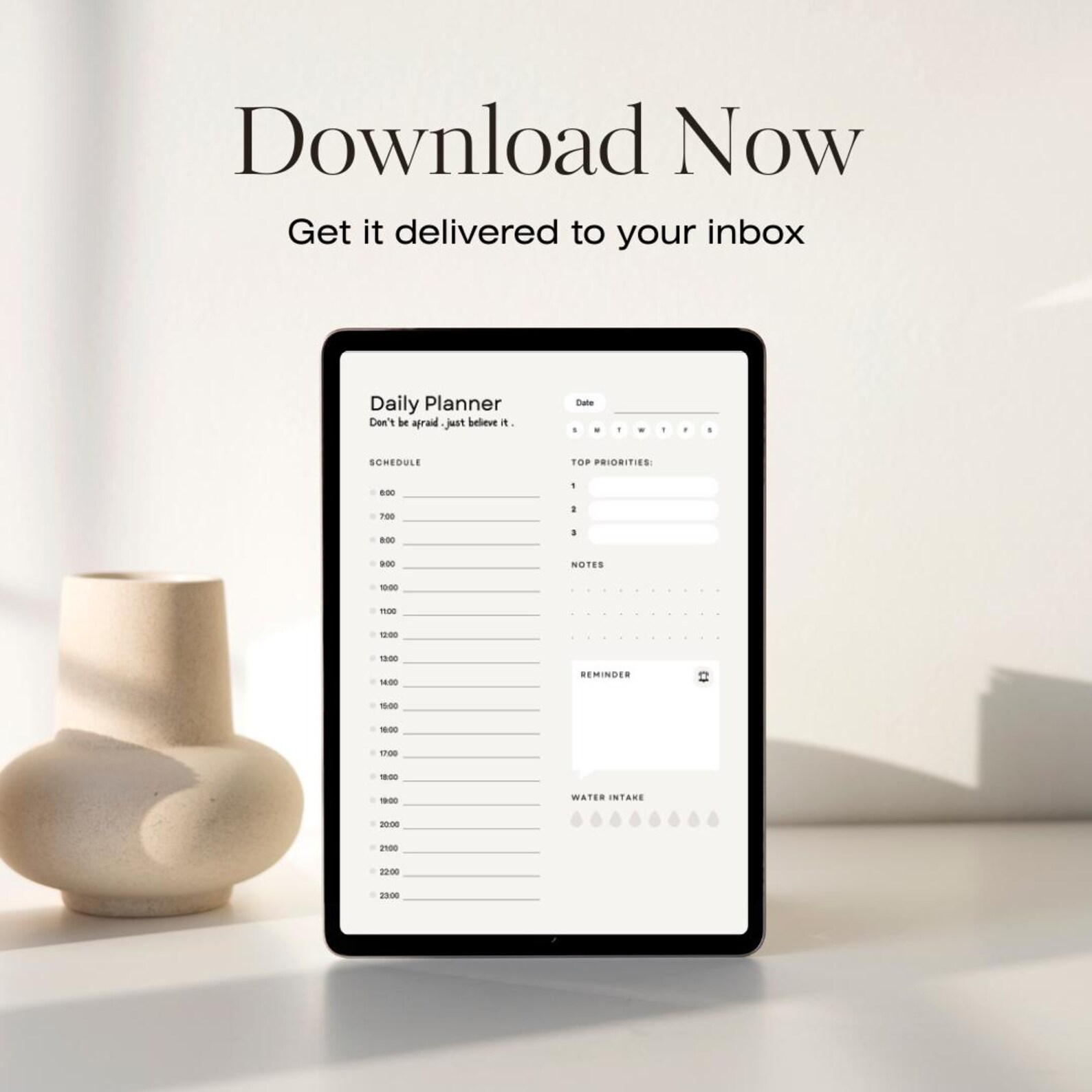 Printable Daily Planner Template PDF| Simple, Minimalist Planner ...