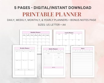 Printable Productivity Planner Bundle Daily Weekly Monthly Yearly With ...